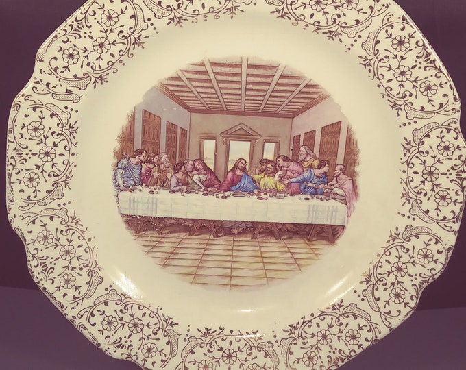 Hand Painted "the Last Supper" Collector Plate 22K Gold Trim - Etsy
