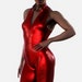 Red Metallic Costume Festive Women Bodysuit Shiny Sparkling Limited ...