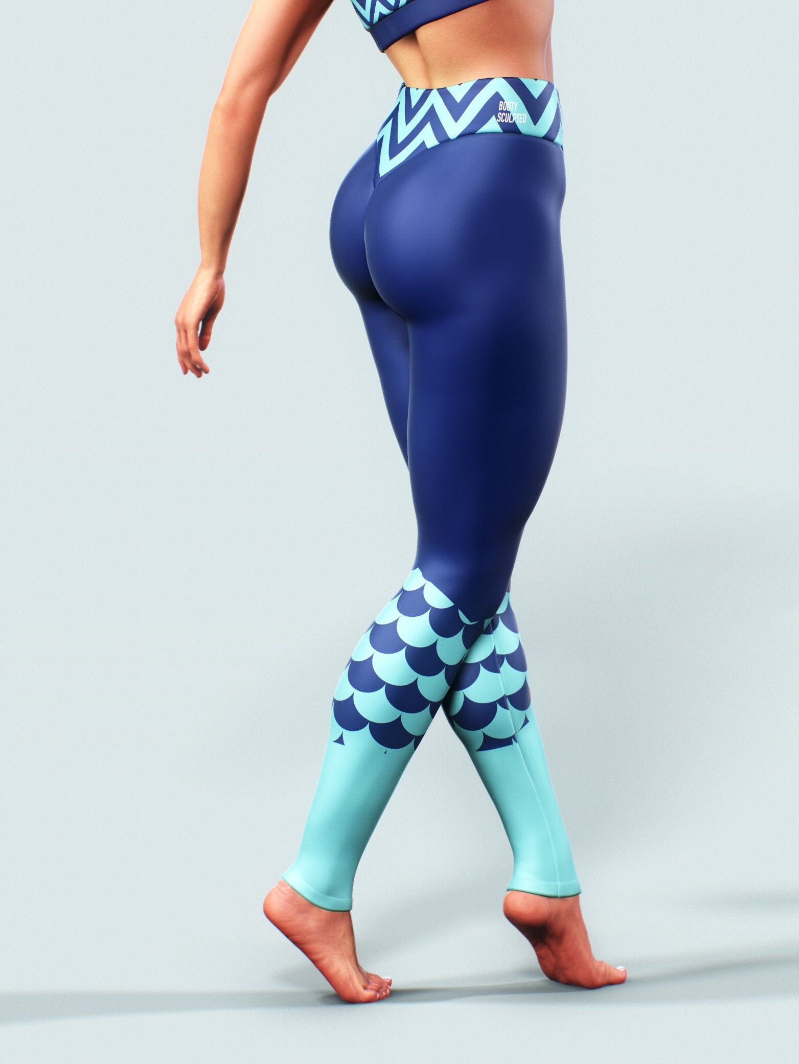 Wave Leggings | Sea Printed Tights Ocean Pattern Blue Yoga Pants ...