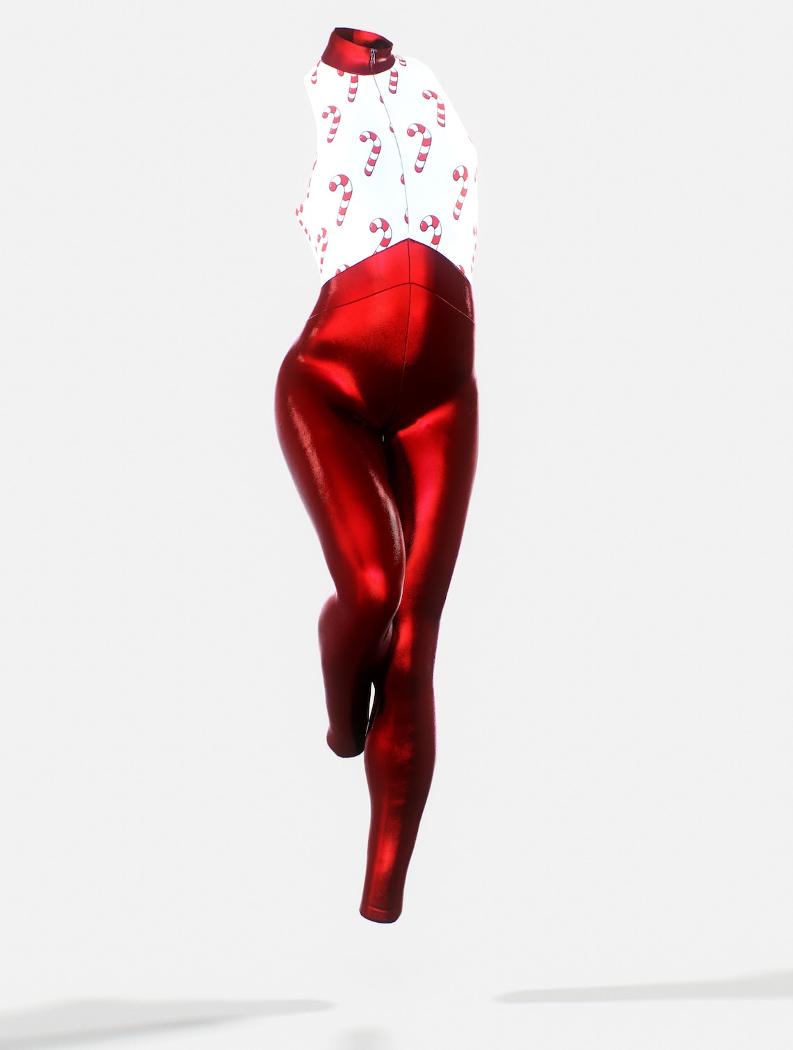 Candy Cane Bodysuit Red Metallic Women Unitard Winter | Etsy