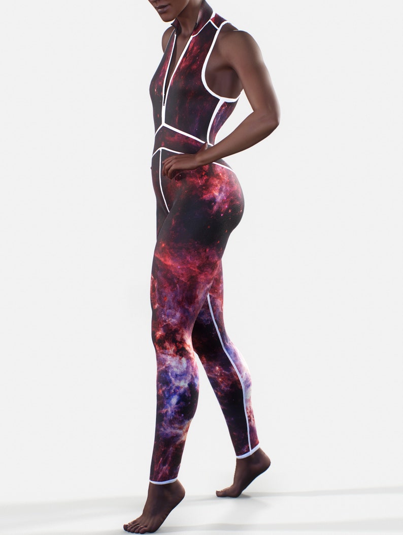 Red Nebula Shaping Bodysuit | Halloween Celestial Catsuit Women Space ...