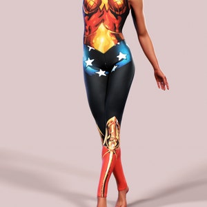 Superhero Woman Bodysuit Cosplay Costume Comics Catsuit Workout Gym ...