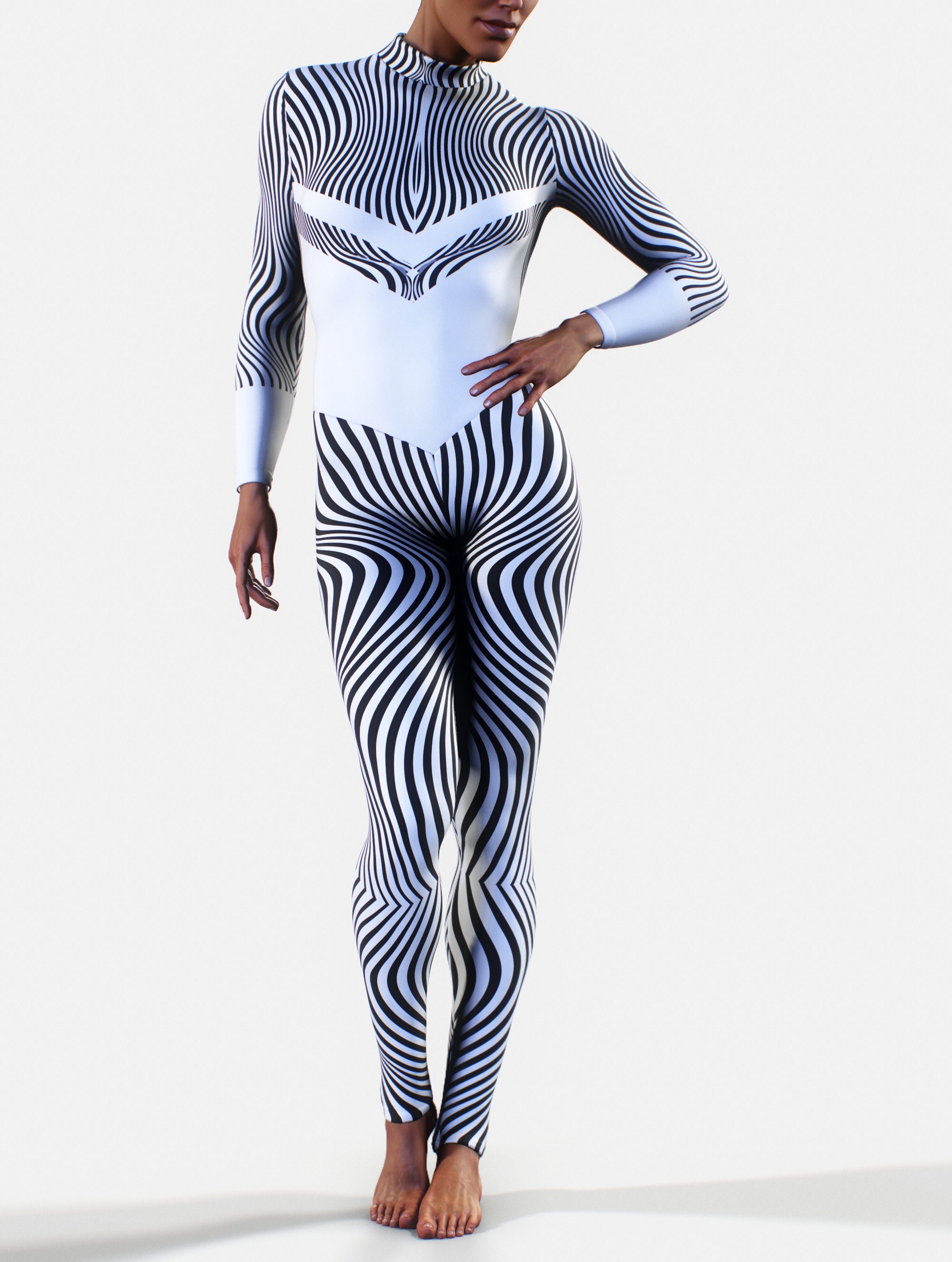 Op-art Full Bodysuit Illusion Magic Activewear Women - Etsy