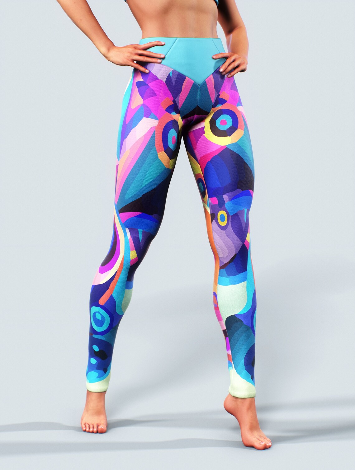 Abstract Art Leggings Women Illusion Activewear Shaping - Etsy