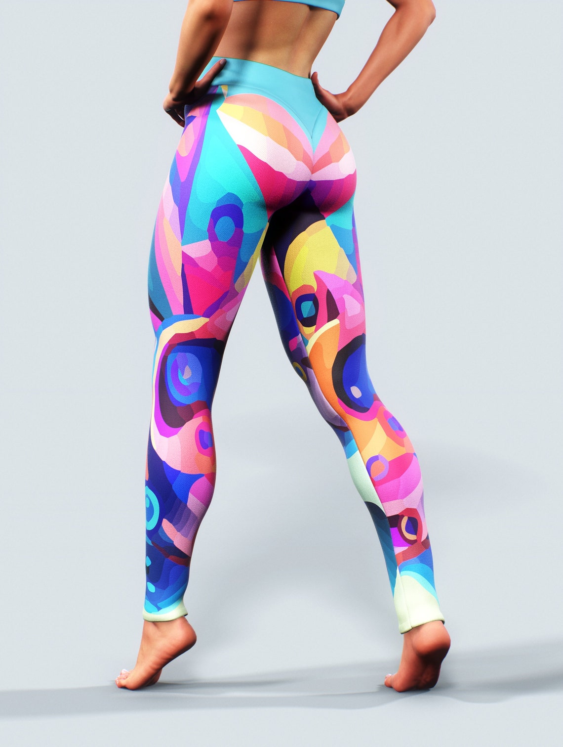 Abstract Art Leggings Women Illusion Activewear Shaping - Etsy