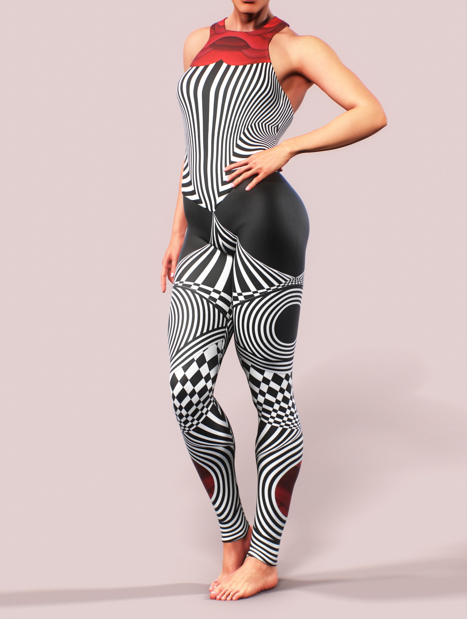 Op Art Clothing Optical Illusion Bodysuit Exercise Jumpsuit | Etsy