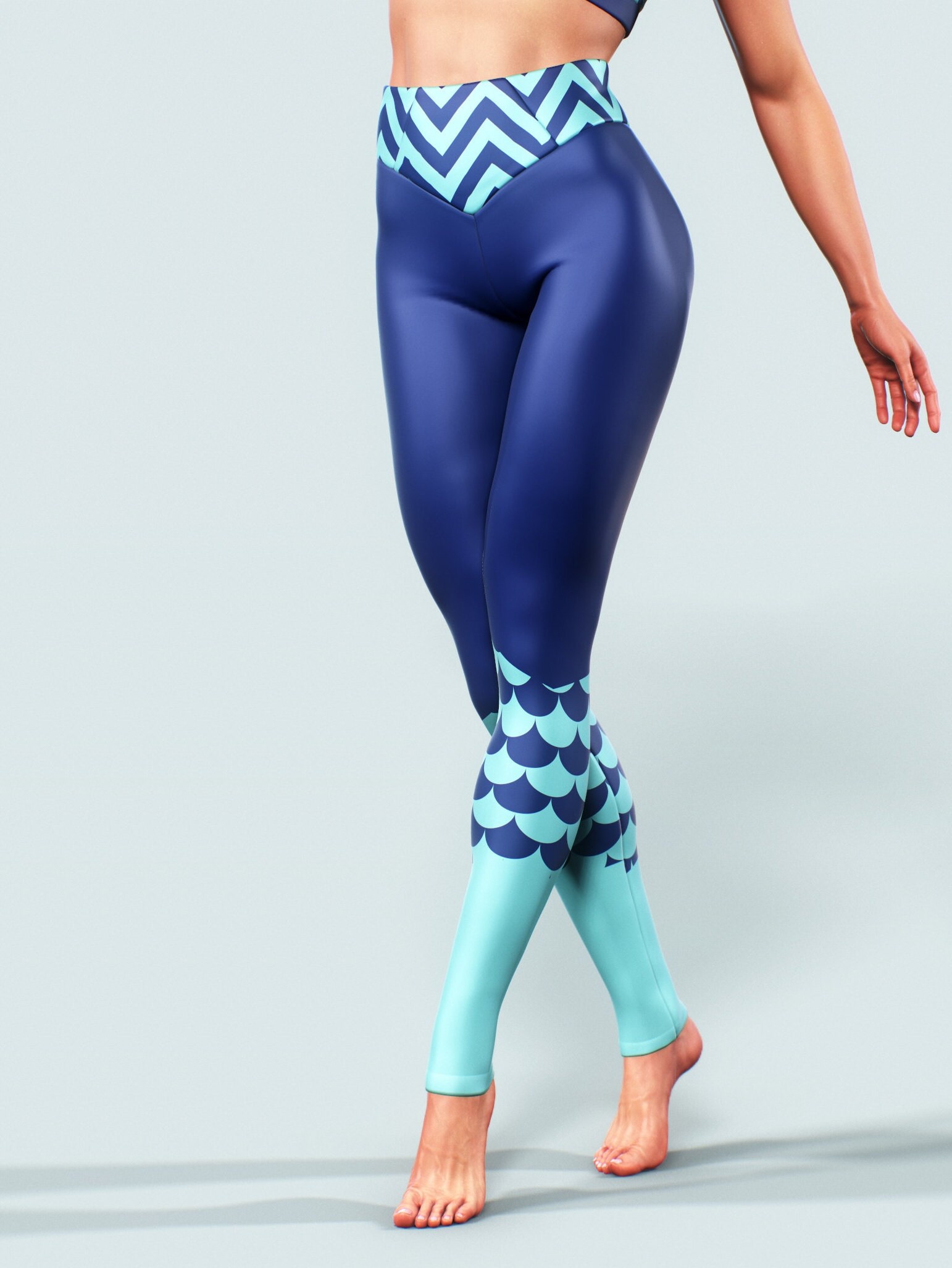 Wave Leggings | Sea Printed Tights Ocean Pattern Blue Yoga Pants ...
