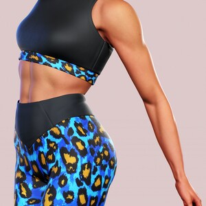Leopard Double Facedsports Bra Animal Blue Print Yellow Cat Pattern ...