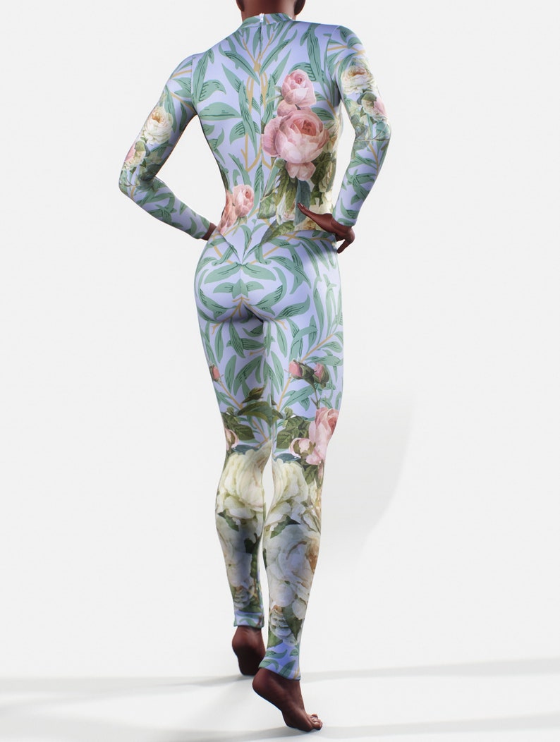 Romantic English Roses Suit | Vintage Tender Floral Bodysuit Women One ...