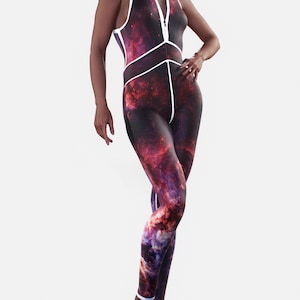 Red Nebula Shaping Bodysuit | Halloween Celestial Catsuit Women Space ...