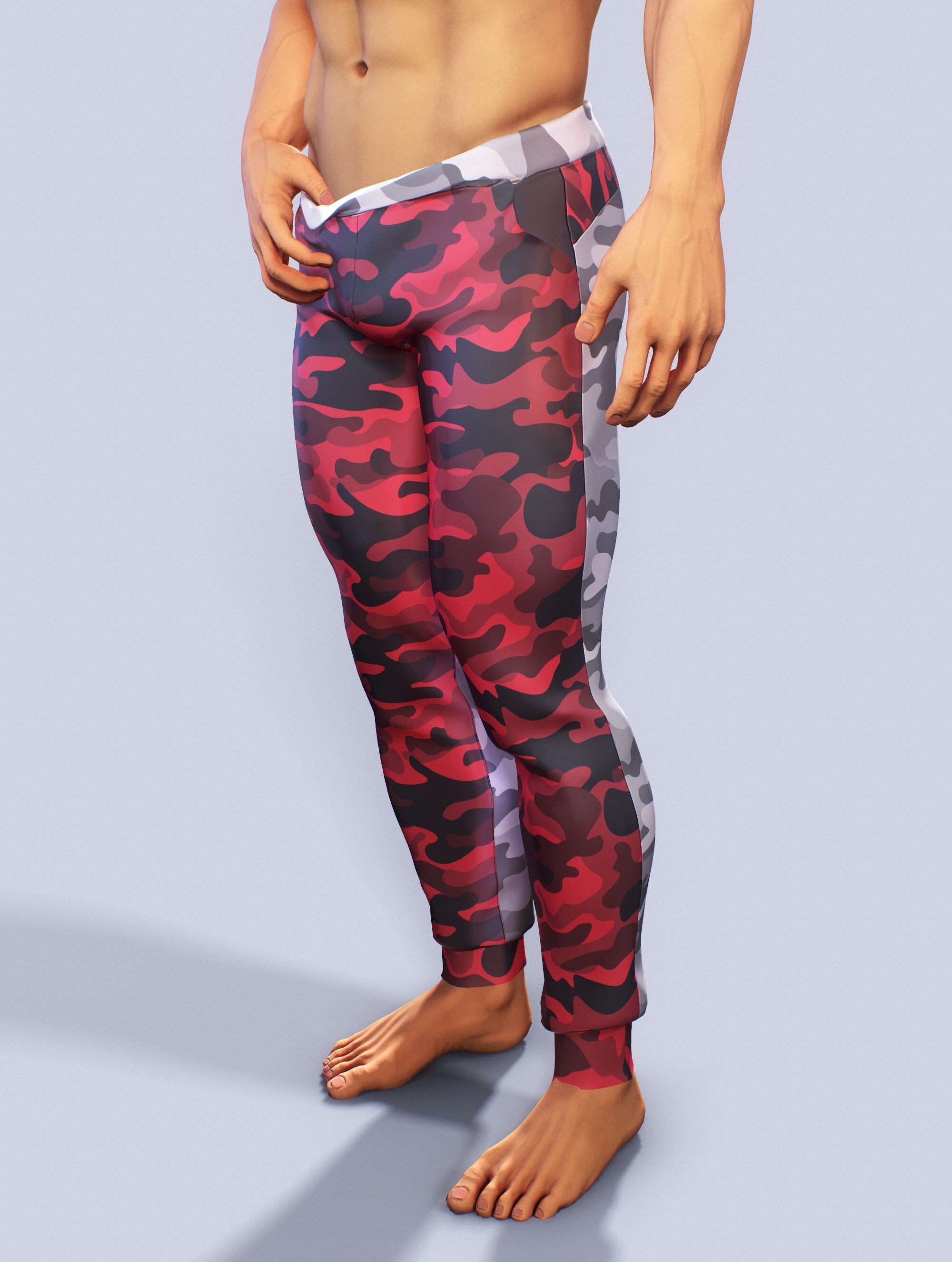 White & Red Camo Tracksuit | Military Relaxed Fit Track Pants Unisex ...