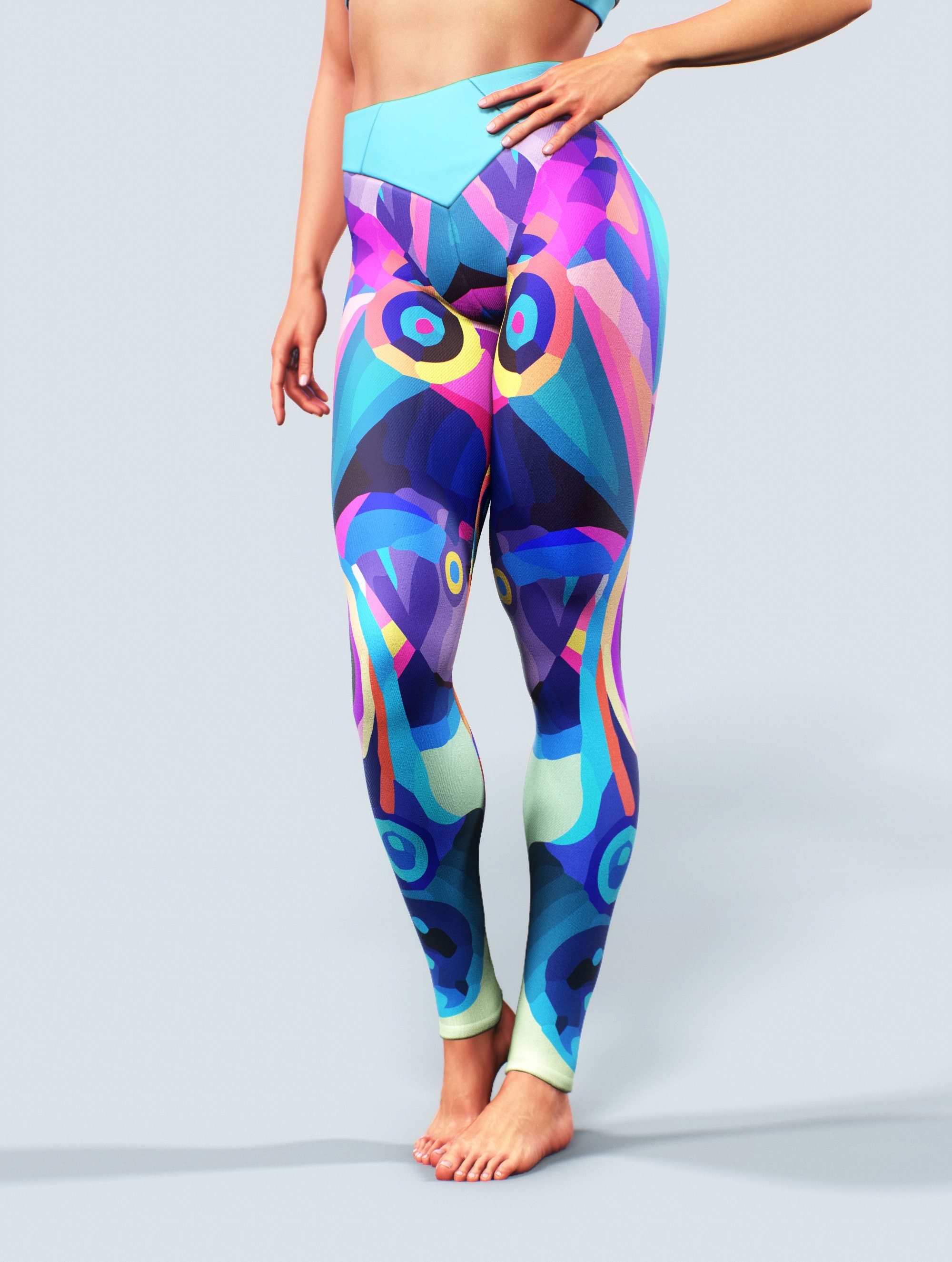 Abstract Art Leggings Women Illusion Activewear Shaping - Etsy