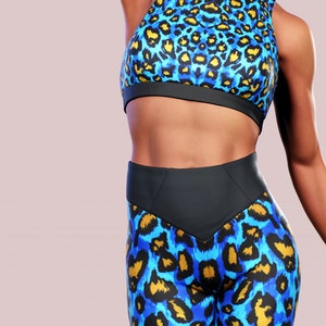 Leopard Double Facedsports Bra Animal Blue Print Yellow Cat Pattern ...