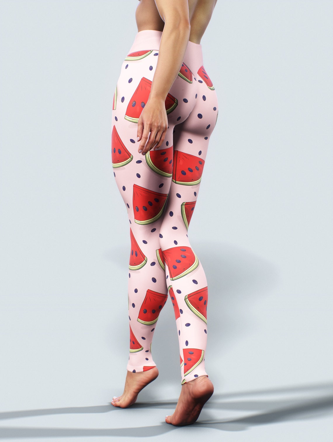Watermelon Summer Leggings Pink Fresh Printed Yoga Pants - Etsy