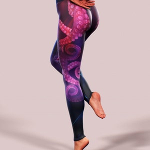 Octopus Leggings Purple Sea Shaping Yoga Pants Body Sculpting Women ...
