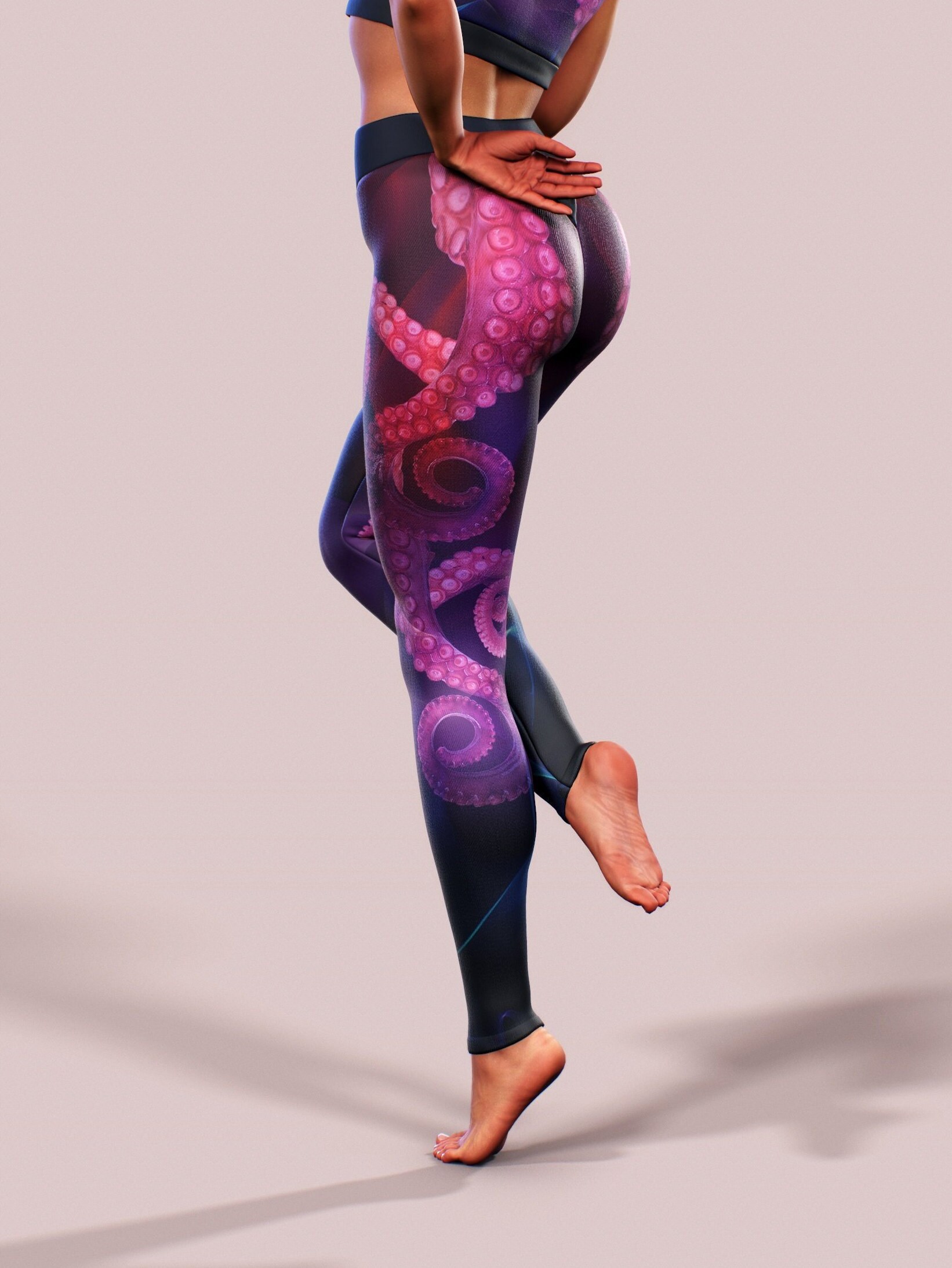 Octopus Leggings Purple Sea Shaping Yoga Pants Body Sculpting | Etsy