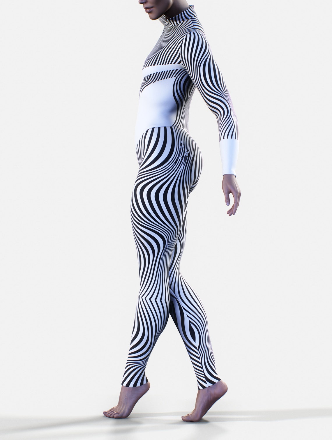 Op-art Full Bodysuit Illusion Magic Activewear Women - Etsy