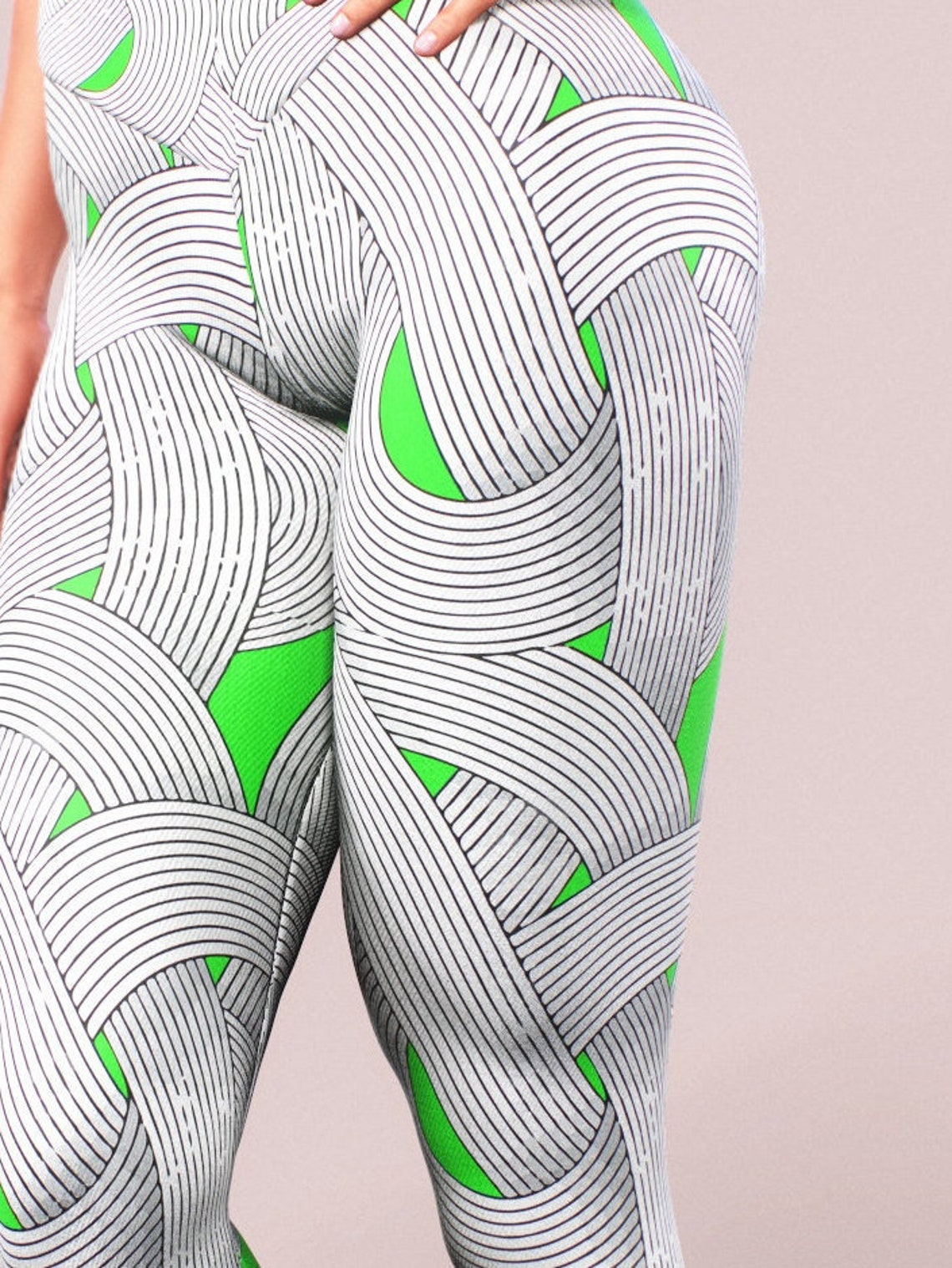 Geometric Neon Motifs Catsuit White Fitness Full Body Workout - Etsy