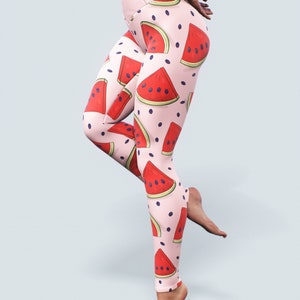 Watermelon Summer Leggings | Pink Fresh Printed Yoga Pants Compression ...