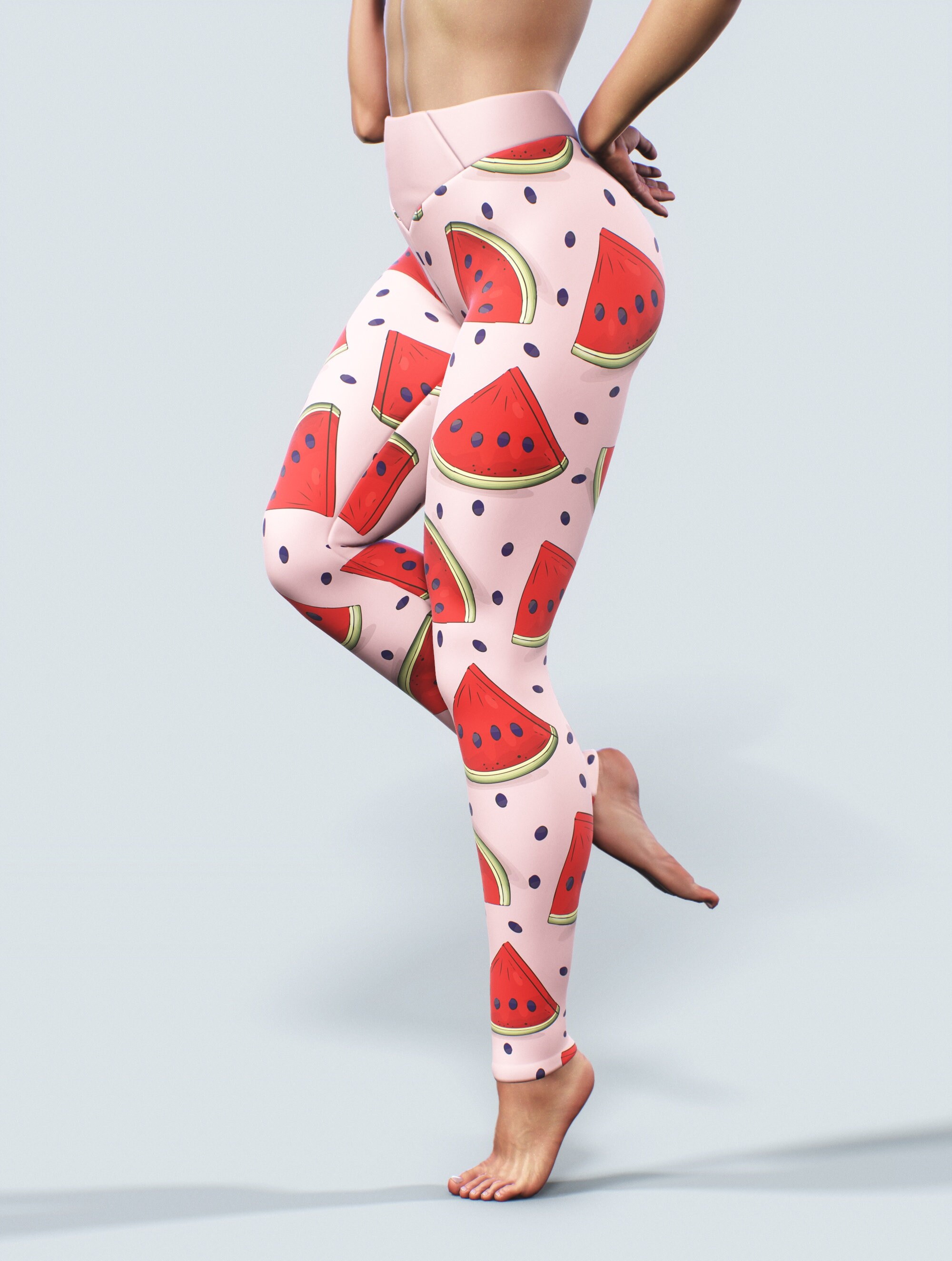 Watermelon Summer Leggings Pink Fresh Printed Yoga Pants - Etsy