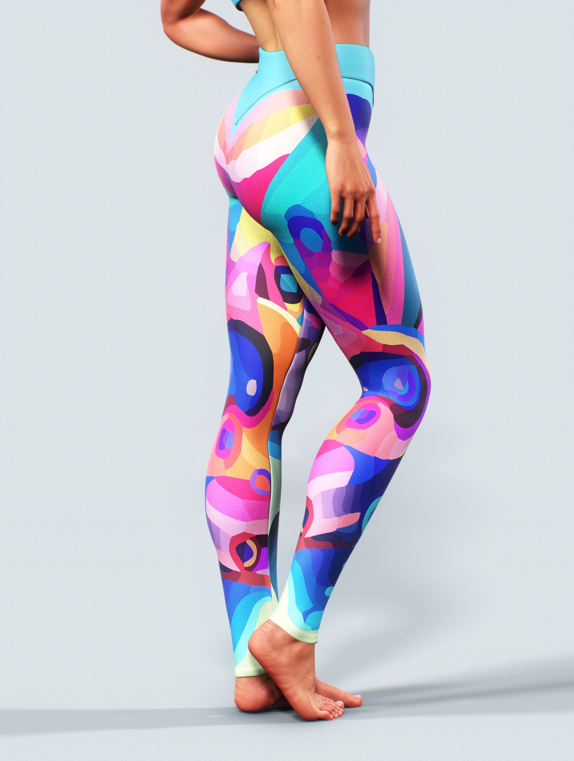Abstract Art Leggings Women Illusion Activewear Shaping - Etsy
