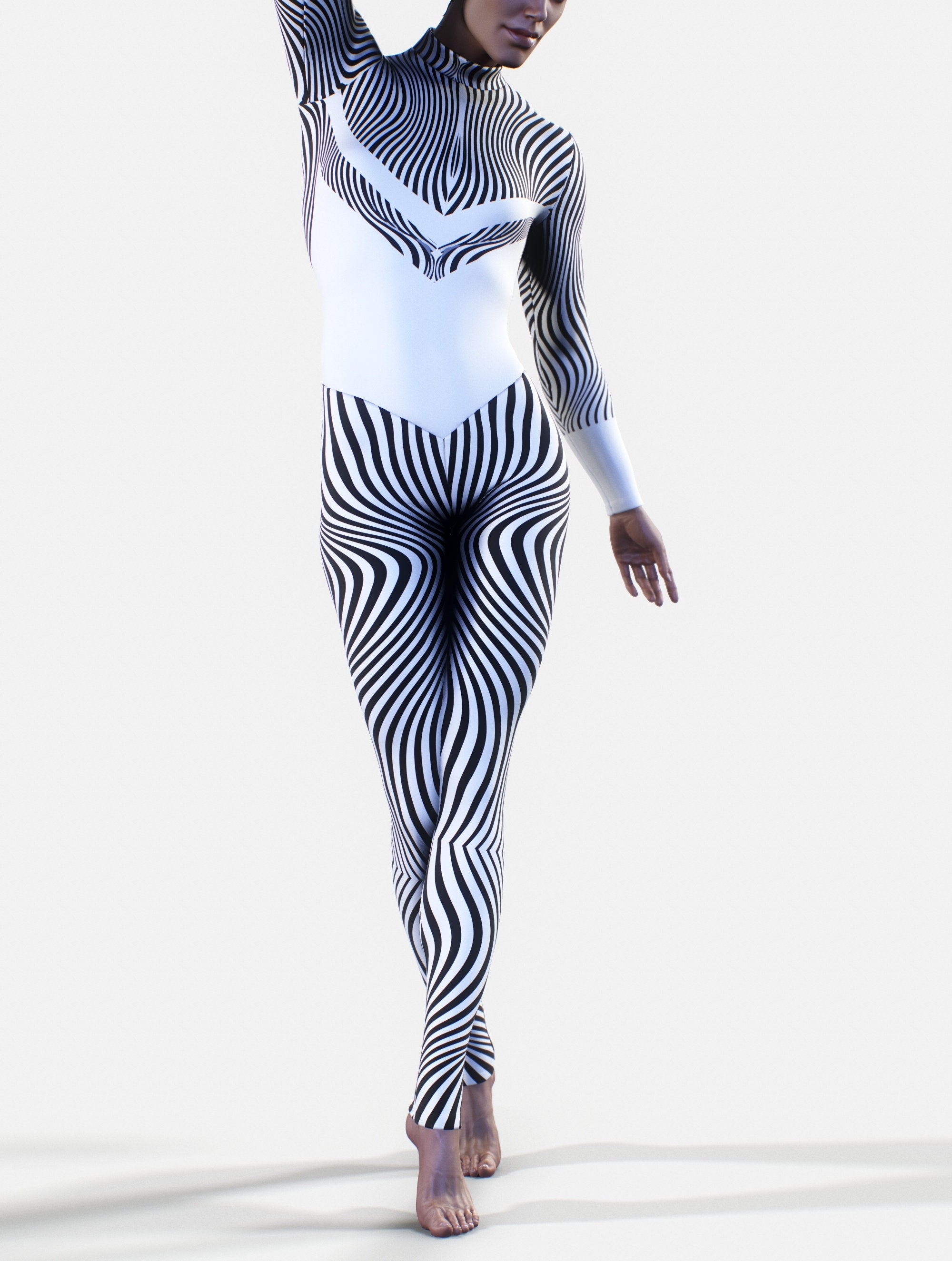 Op-art Full Bodysuit Illusion Magic Activewear Women - Etsy