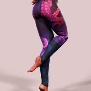Octopus Leggings Purple Sea Shaping Yoga Pants Body Sculpting Women ...