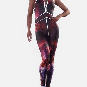 Red Nebula Shaping Bodysuit | Halloween Celestial Catsuit Women Space ...