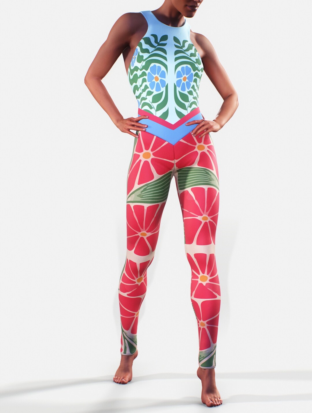 Floral Unitard | Women Gym Clothing Fitness Workout Attire Flower ...