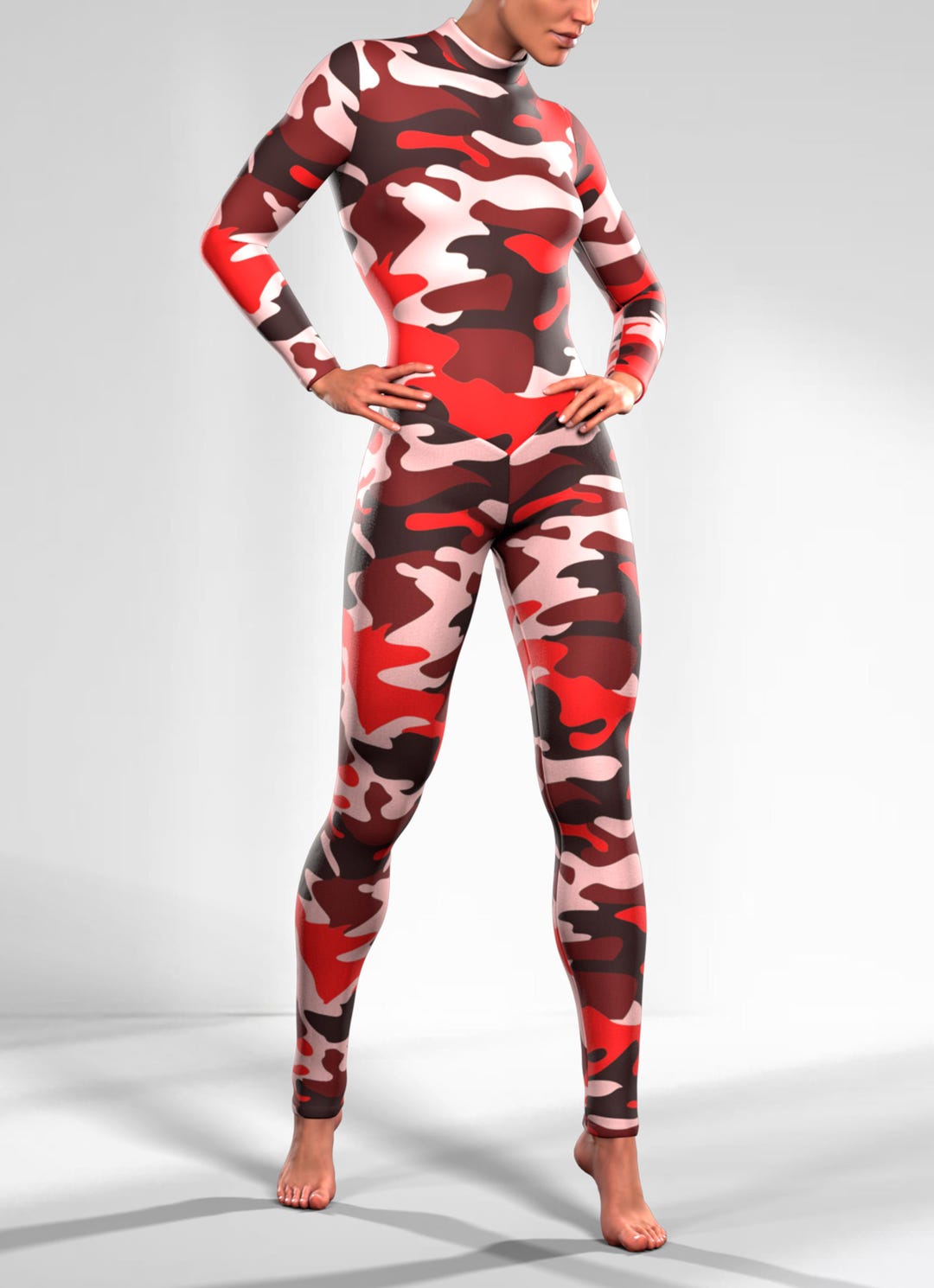 Red Camo Catsuit | One-piece Bodysuit Camouflage Unitard – UPF50 ...