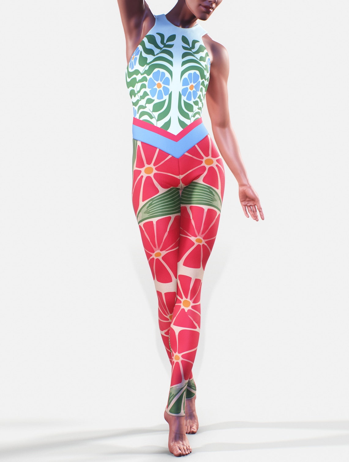Floral Unitard | Women Gym Clothing Fitness Workout Attire Flower ...