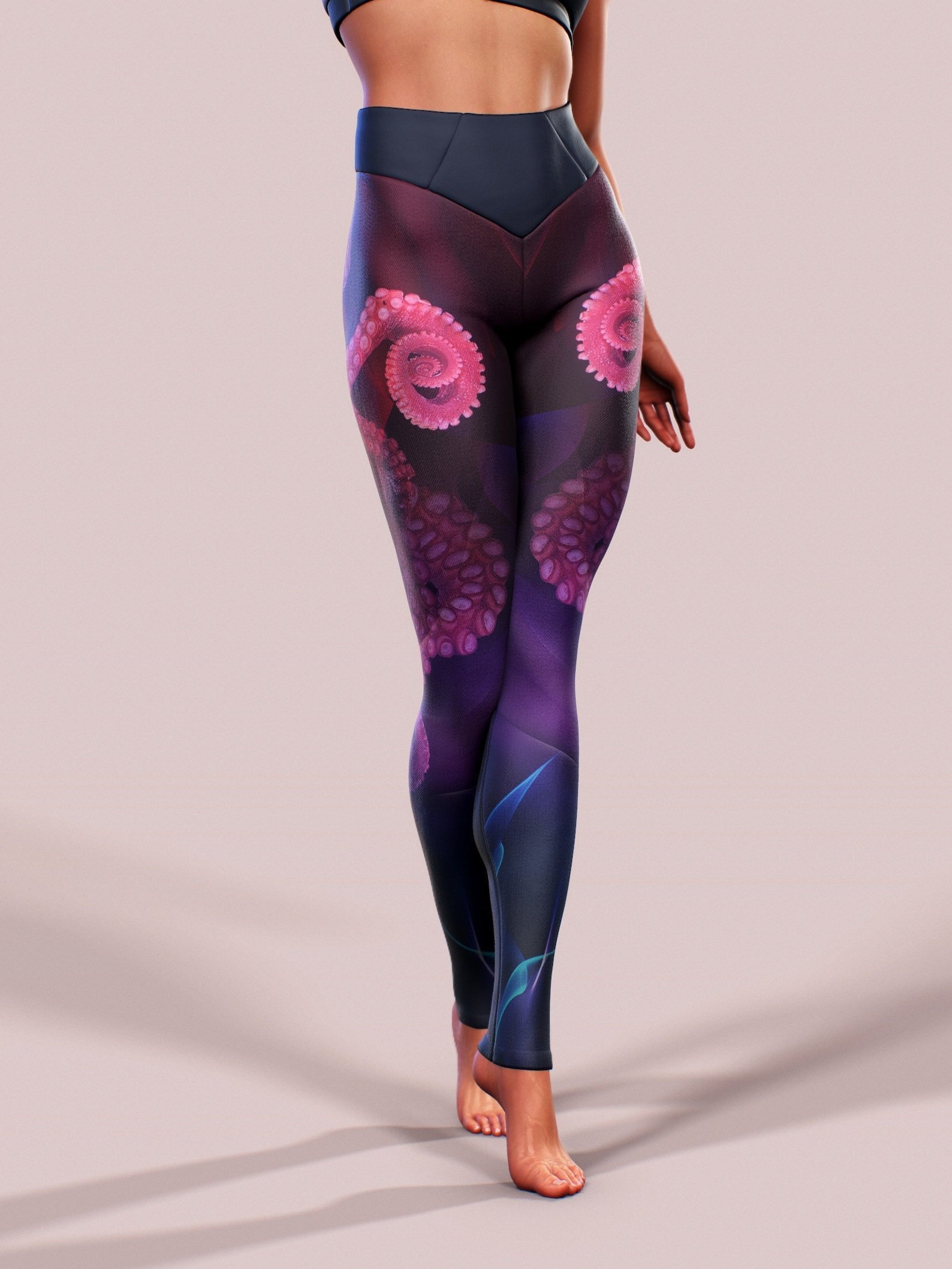 Octopus Leggings Purple Sea Shaping Yoga Pants Body Sculpting | Etsy