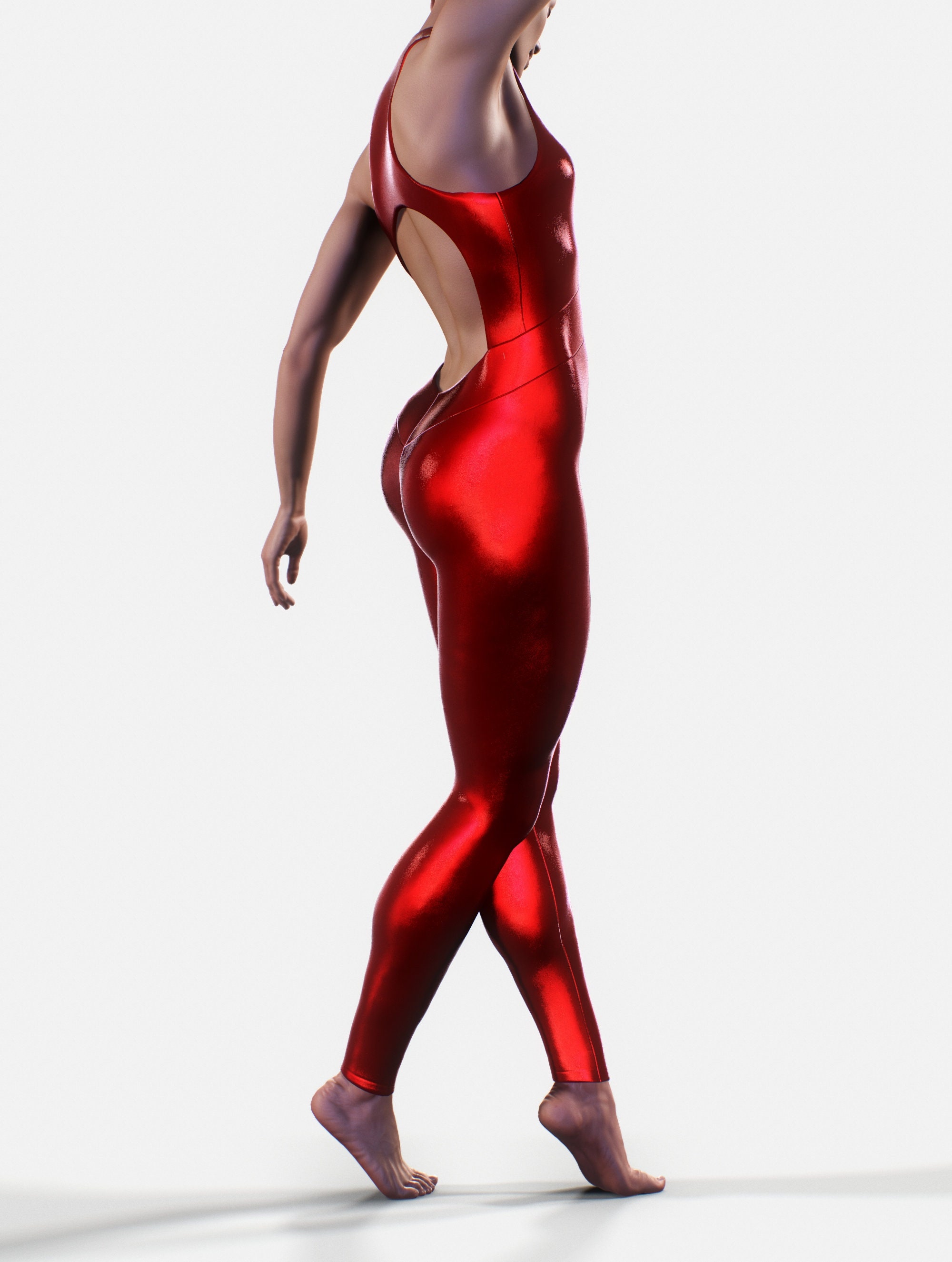 Red Metallic Costume Festive Women Bodysuit Shiny Sparkling - Etsy