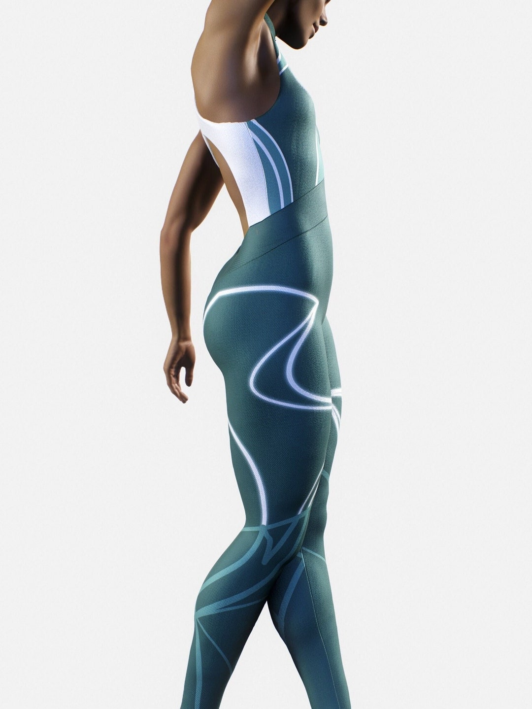 Turquoise Green Shaping Unitard | Women Green Printed Leotard Gym ...