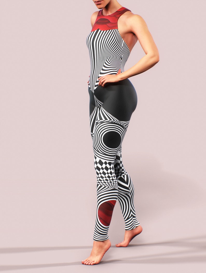 Op Art Clothing Optical Illusion Bodysuit Exercise Jumpsuit | Etsy