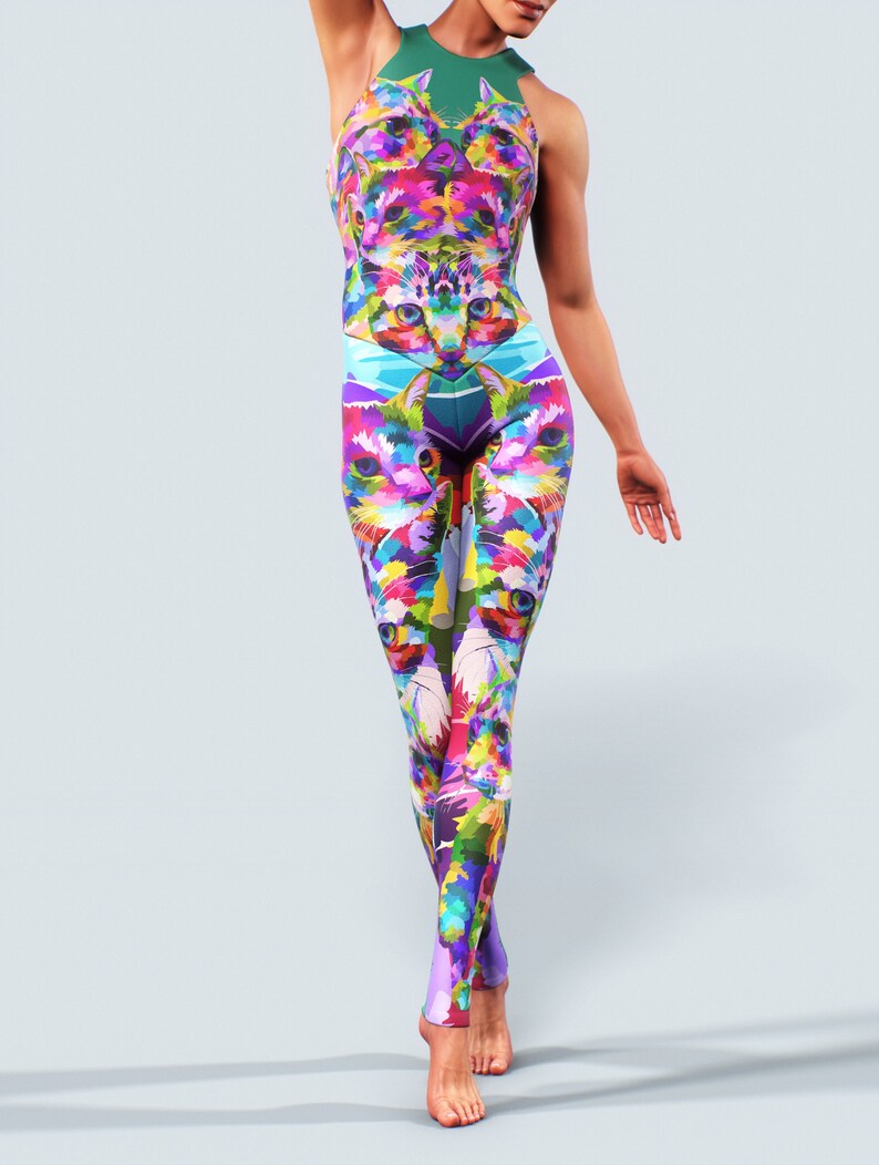 Cat Psy Full Body Unitard Puss Kitty Bodysuit Psychedelic - Etsy