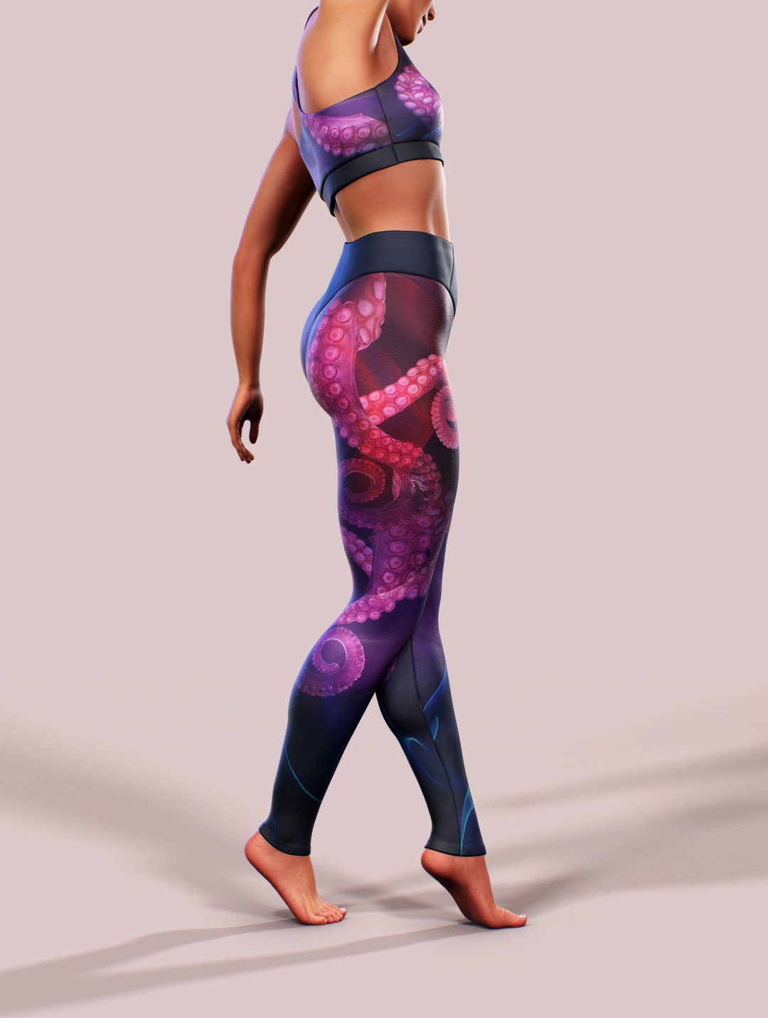 Octopus Leggings Purple Sea Shaping Yoga Pants Body Sculpting Women ...