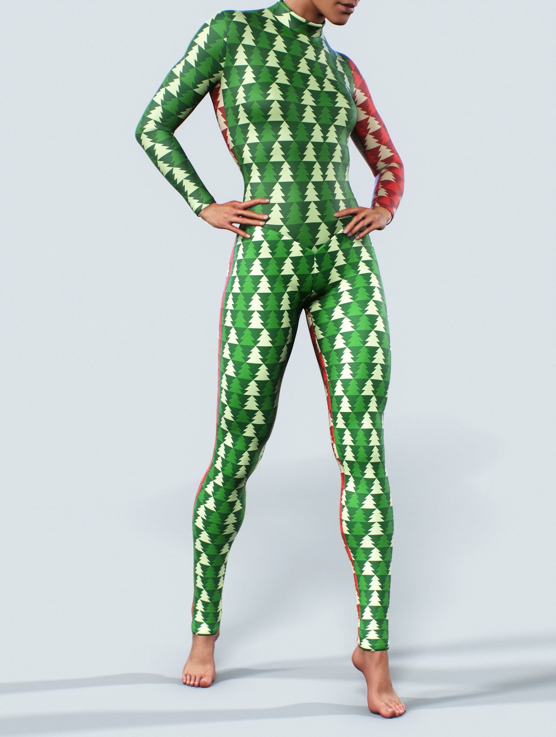 2020 Christmas Tree Catsuit Woman Workout Clothing Red Green - Etsy