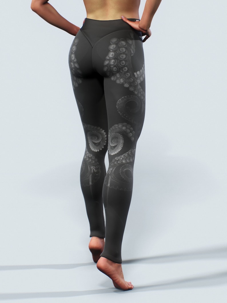Black & White Octopus Yoga Pants Activewear Women Leggings | Etsy