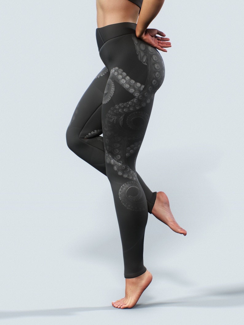 Black & White Octopus Yoga Pants Activewear Women Leggings | Etsy