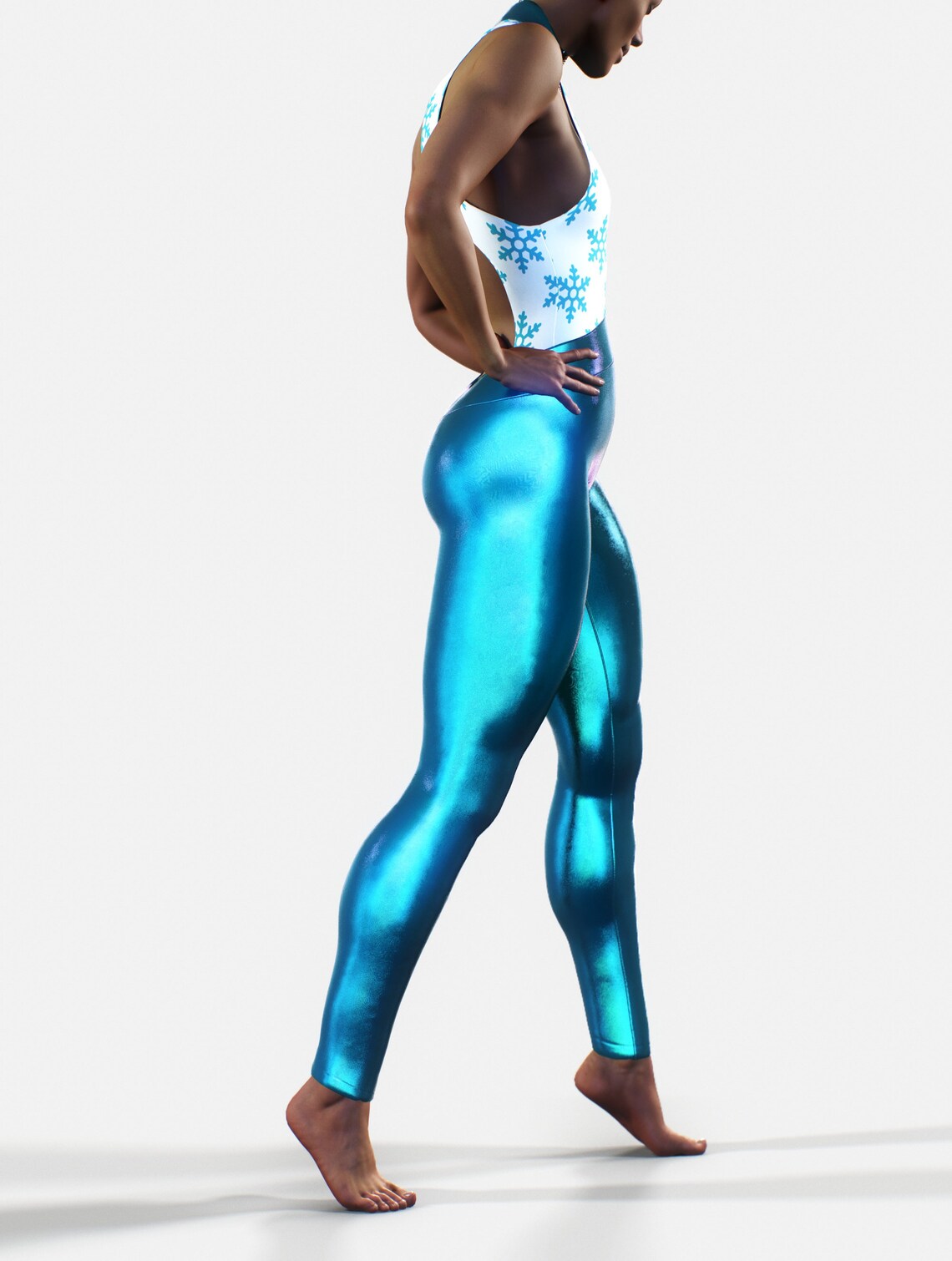 Snowflake Sparkling Suit Women Playsuit Blue Winter Festive - Etsy