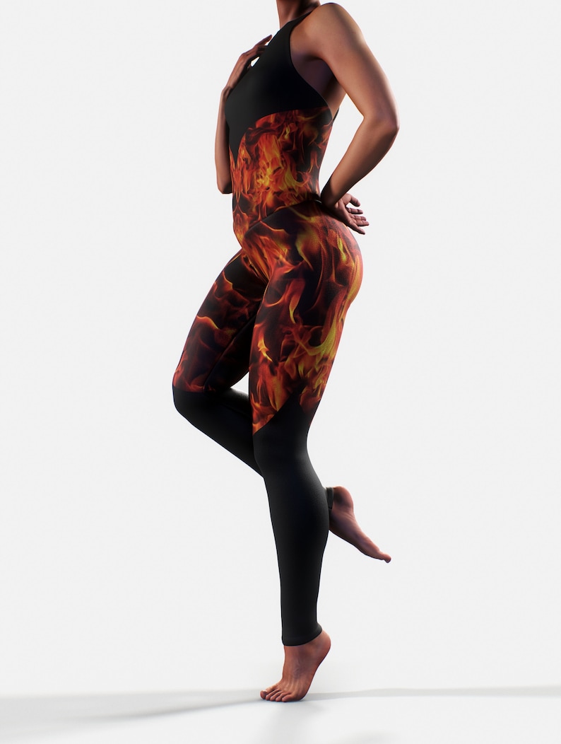 Fire Bodysuit Demon Burning Festival Costume Elastic - Etsy