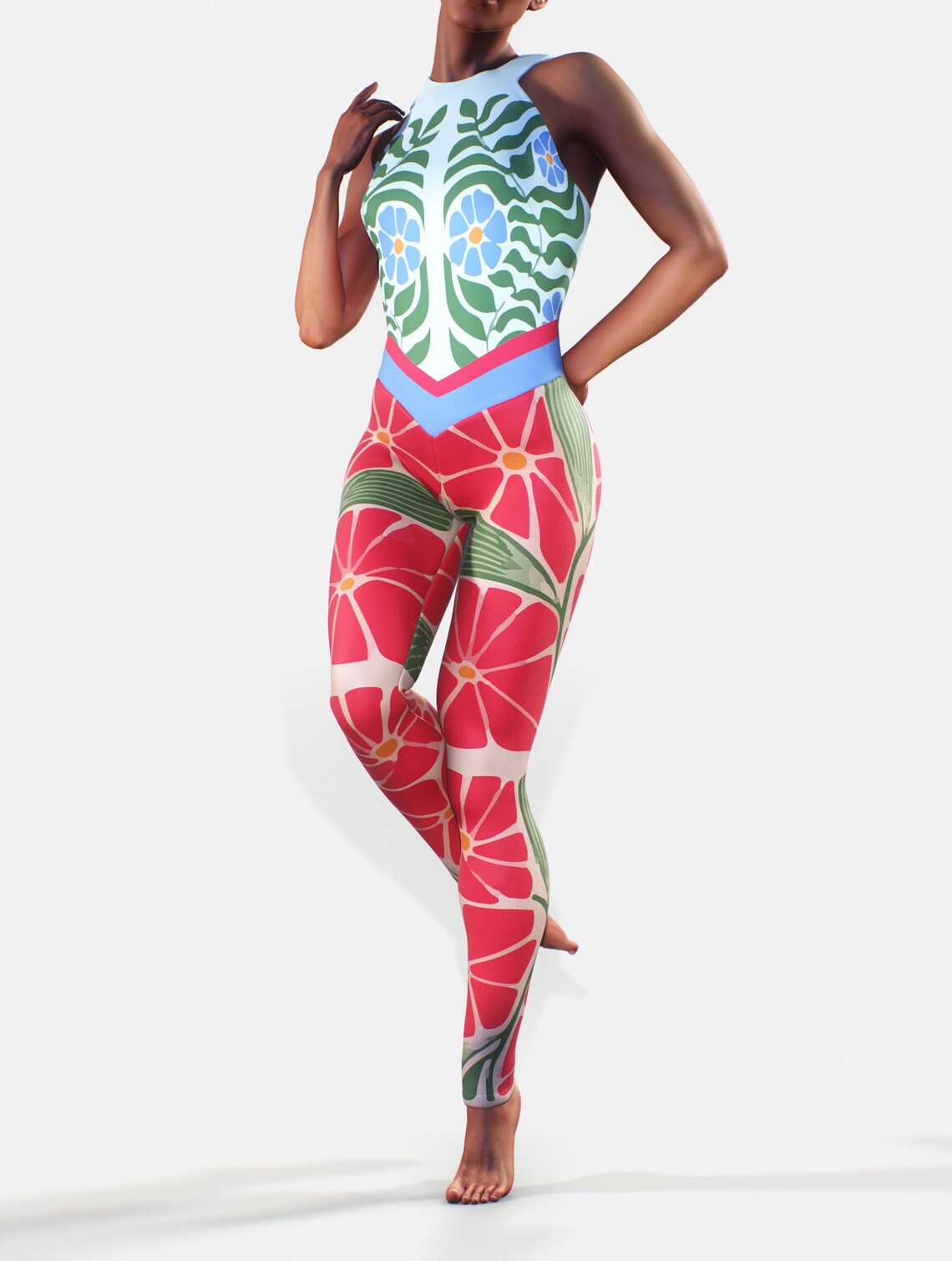 Floral Unitard | Women Gym Clothing Fitness Workout Attire Flower ...