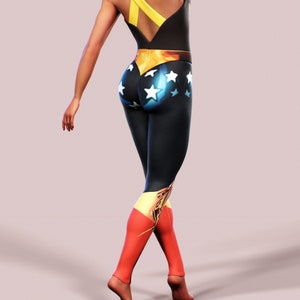 Superhero Woman Bodysuit Cosplay Costume Comics Catsuit Workout Gym ...