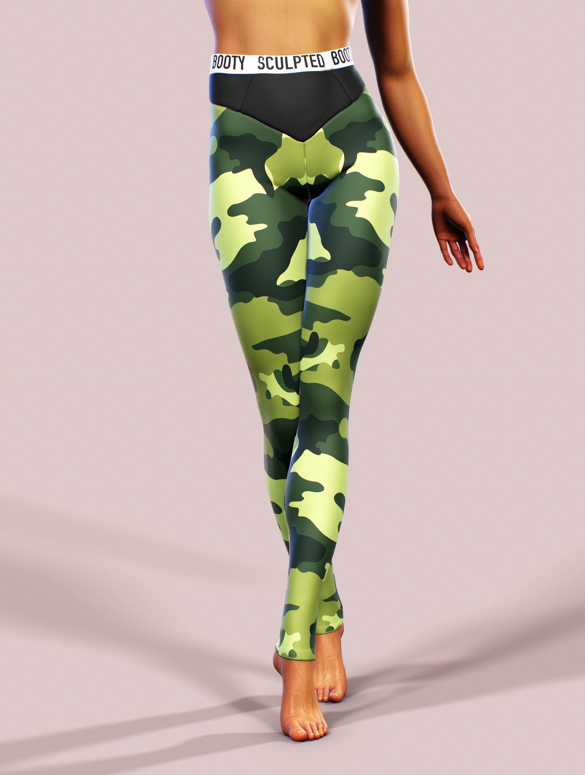 Camo Leggings Band High Waisted Military Green Yoga Pants | Etsy