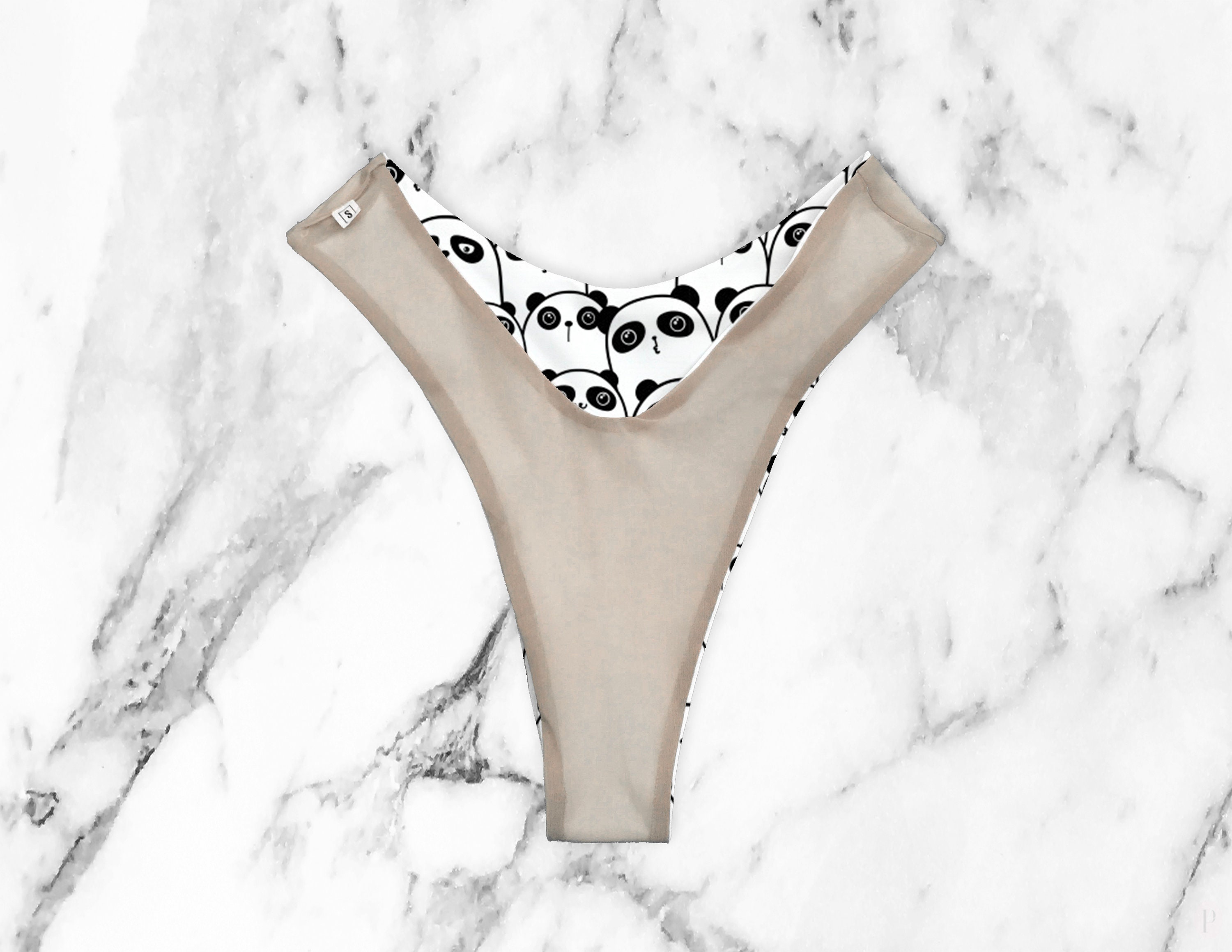 Cute Panda Bikini Bottoms Beachwear Thong Seamless High Cut Women ...