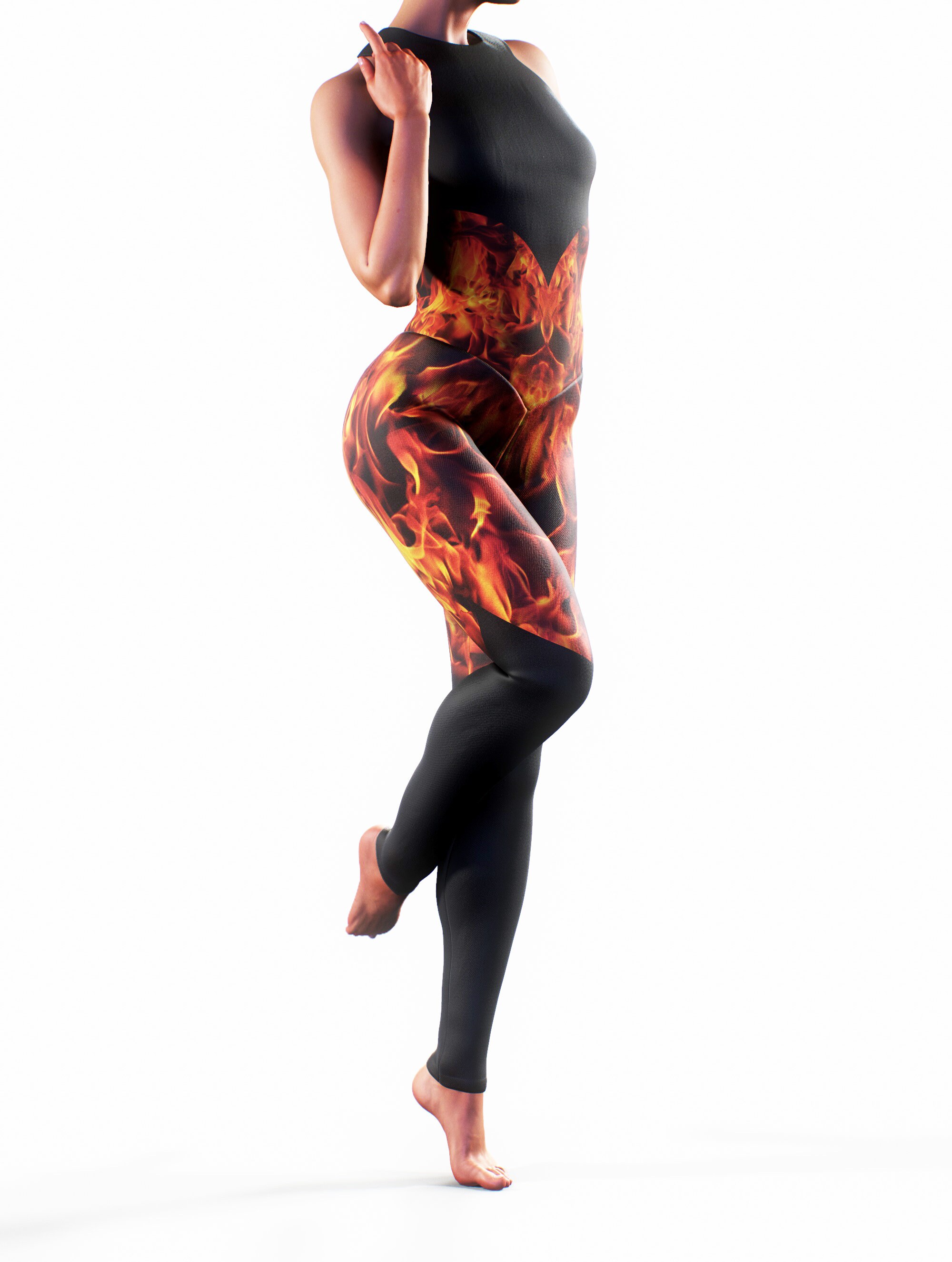 Fire Bodysuit Demon Burning Festival Costume Elastic - Etsy