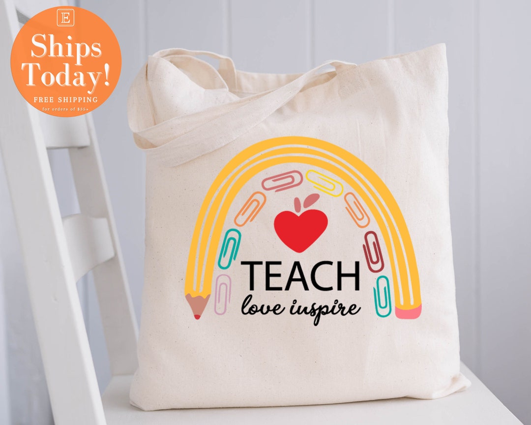 Teach Love Inspire, Teacher Tote Bag, Teacher Appreciation, Boho ...