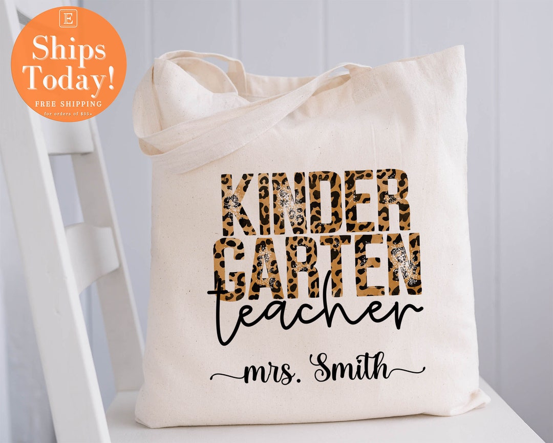 Personalized Teacher Kindergarten Tote Bag, Teacher Kindergarten Gifts ...