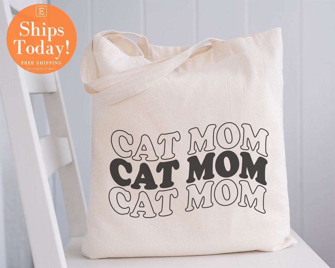 Cat Mom Tote Bag, Canvas Tote Bag, Custom Tote Bag, Cat Mom Gift, Cat ...